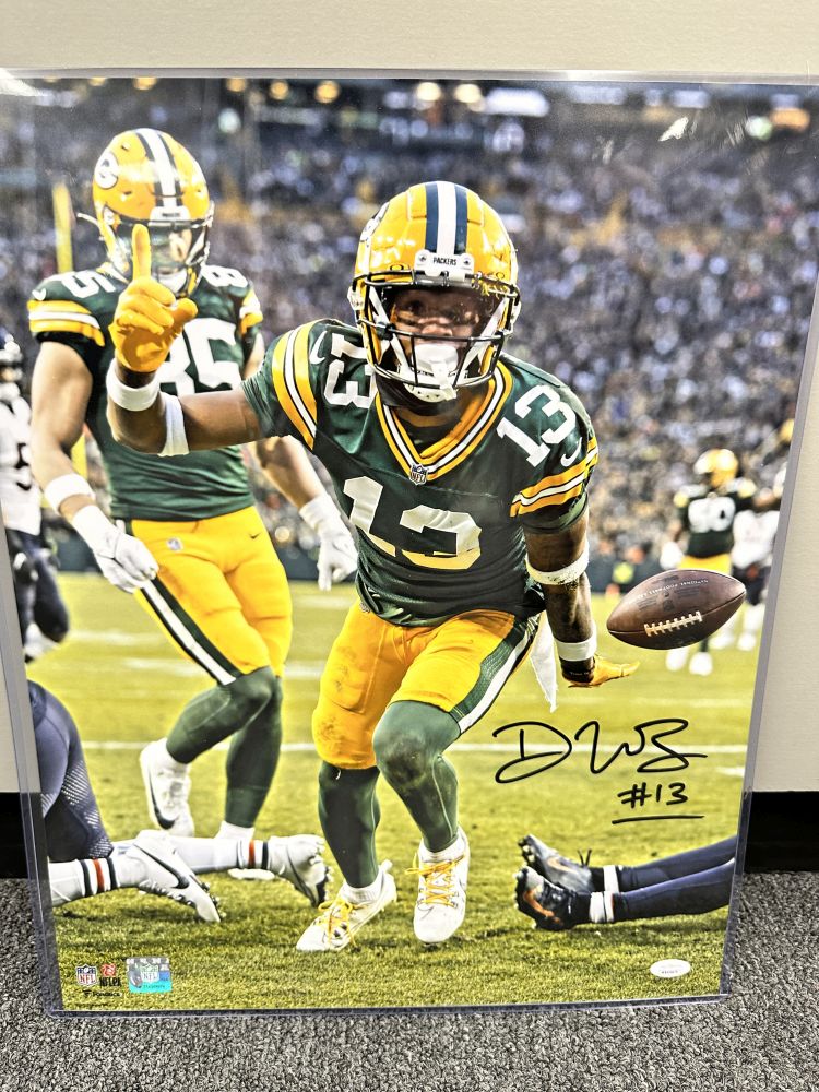 Dontayvion Wicks Packers Signed Autographed 16x20 Photo – E-5 Sports